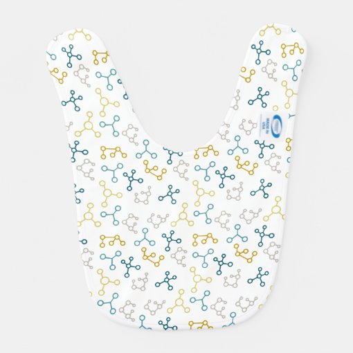 Science baby bib with molecules in blue and yellow | Zazzle