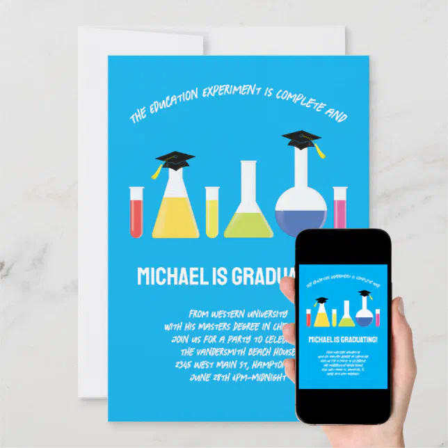 Science Beakers Graduation Party Invitation | Zazzle