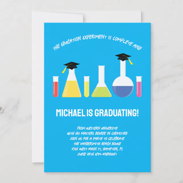 Science Beakers Graduation Party Invitation | Zazzle