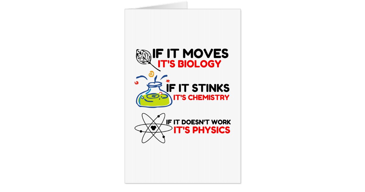 Science BIOLOGY CHEMISTRY PHYSICS Card | Zazzle