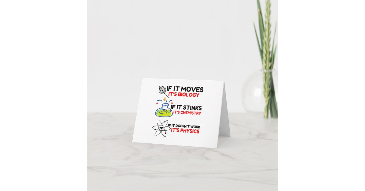 Science BIOLOGY CHEMISTRY PHYSICS Card | Zazzle