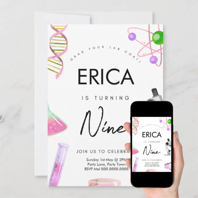 Science Birthday Invitation For Girls | Zazzle