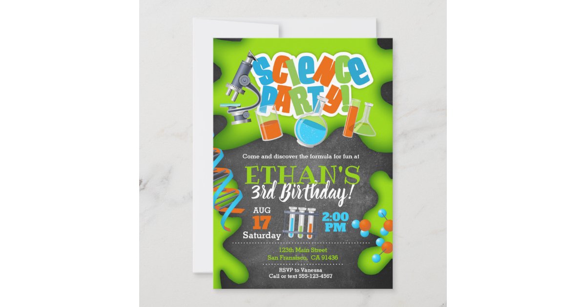 Science Birthday Invitation for Science Party | Zazzle