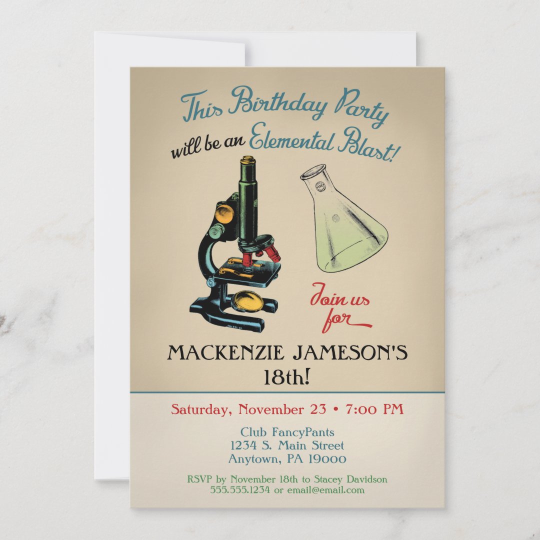 Science Birthday Invitation Microscope | Zazzle