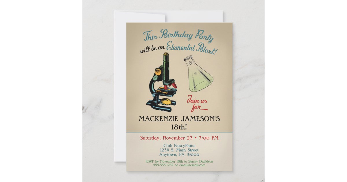 Science Birthday Invitation Microscope | Zazzle