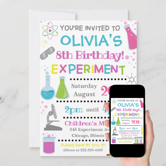 Science Birthday Invitation | Science Invite | Zazzle