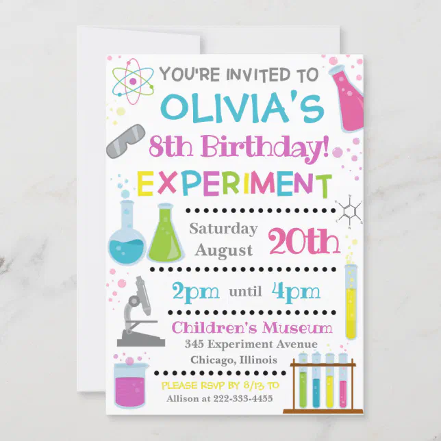 Science Birthday Invitation | Science Invite | Zazzle
