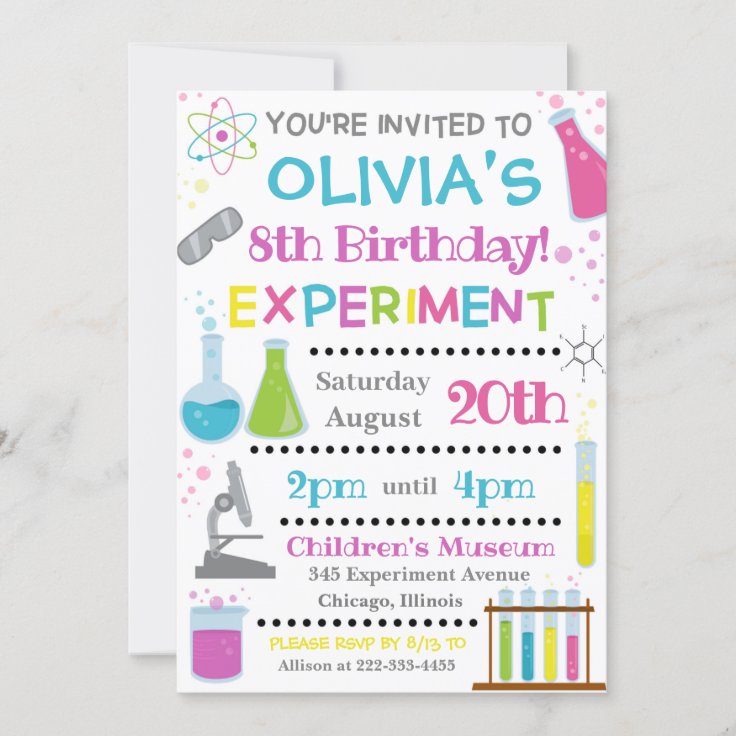 Science Birthday Invitation | Science Invite | Zazzle