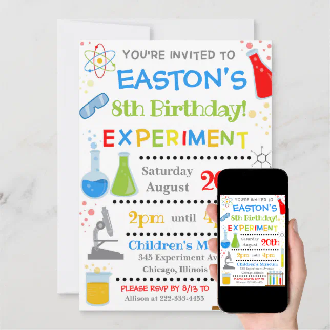 Science Birthday Invitation | Science Invite | Zazzle