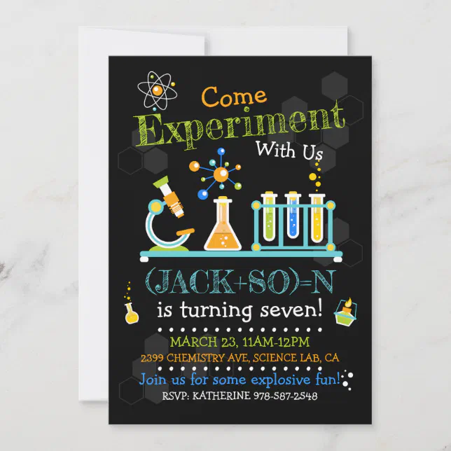 Science Birthday Invitation, Science Party Invite | Zazzle