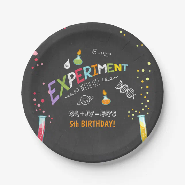 Science Birthday Paper plates Experiment Lab Boy | Zazzle