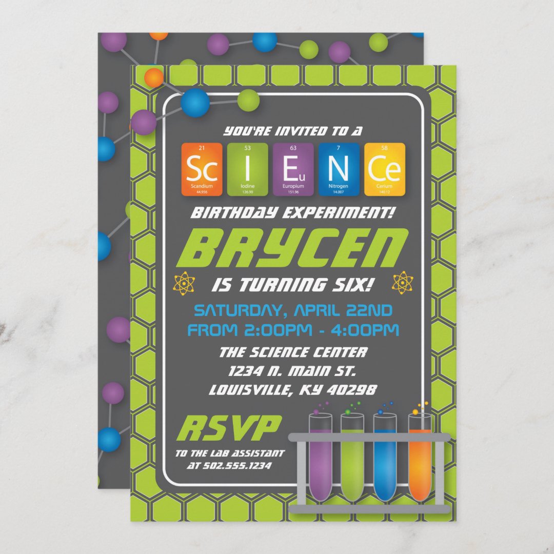 Science Birthday Party Invitation | Zazzle