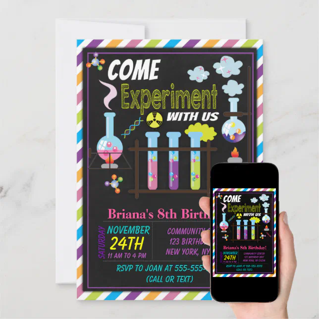 Science Birthday Party Invitation for a Girl | Zazzle