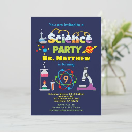 Science birthday party laboratory kid invitation | Zazzle