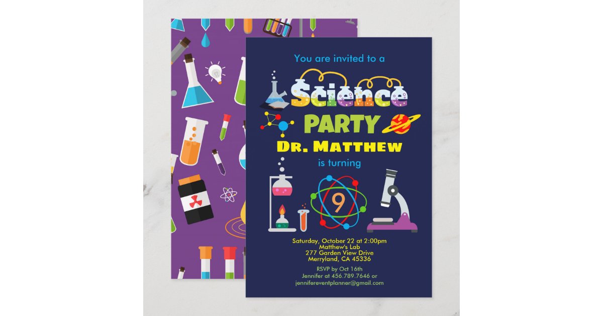 Science birthday party laboratory kid invitation | Zazzle