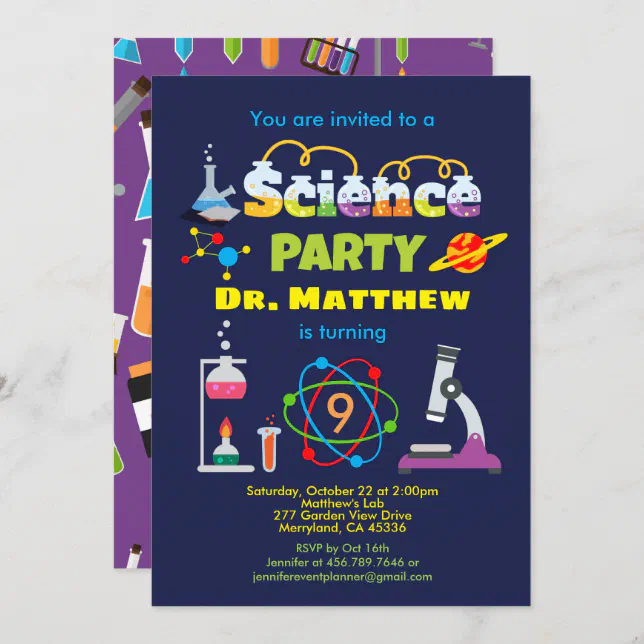 Science birthday party laboratory kid invitation | Zazzle