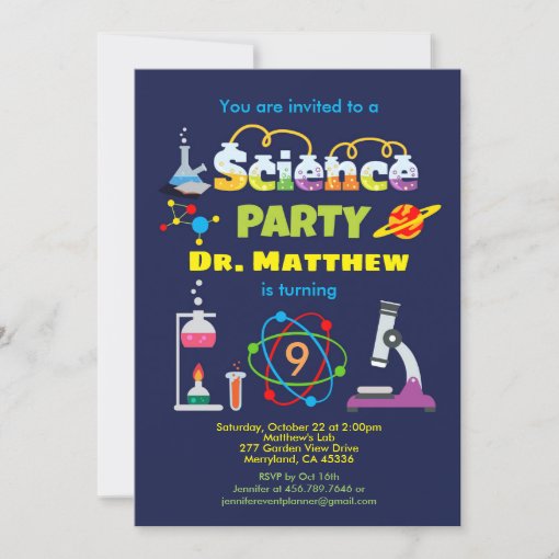 Science birthday party laboratory kid invitation | Zazzle