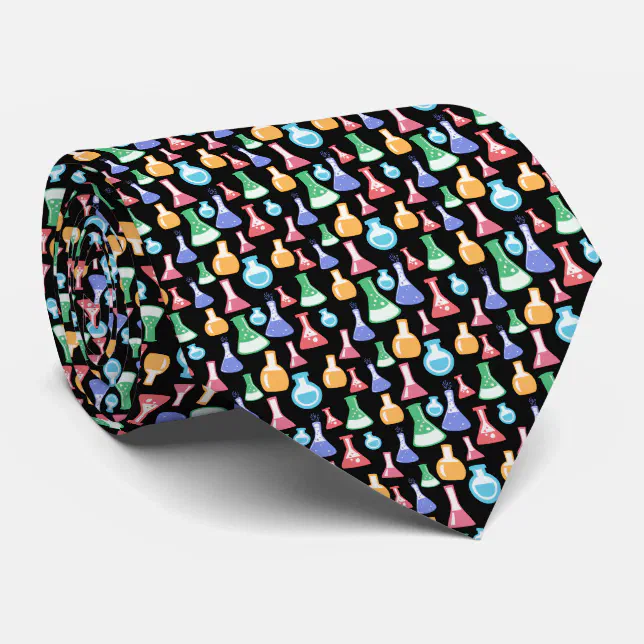 Science Chemistry Colorful Pattern Teacher Black Neck Tie | Zazzle