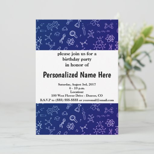 Science / Chemistry Drawing Pattern Invitation | Zazzle