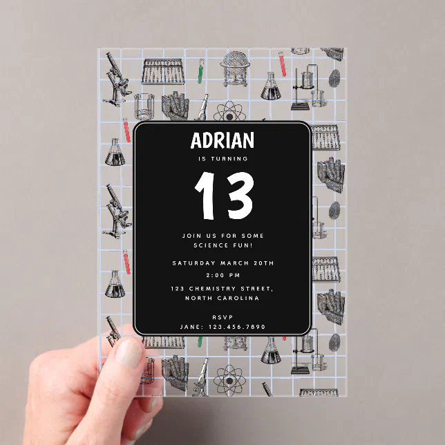 Science Chemistry Scientist Birthday Party Theme Acrylic Invitations ...