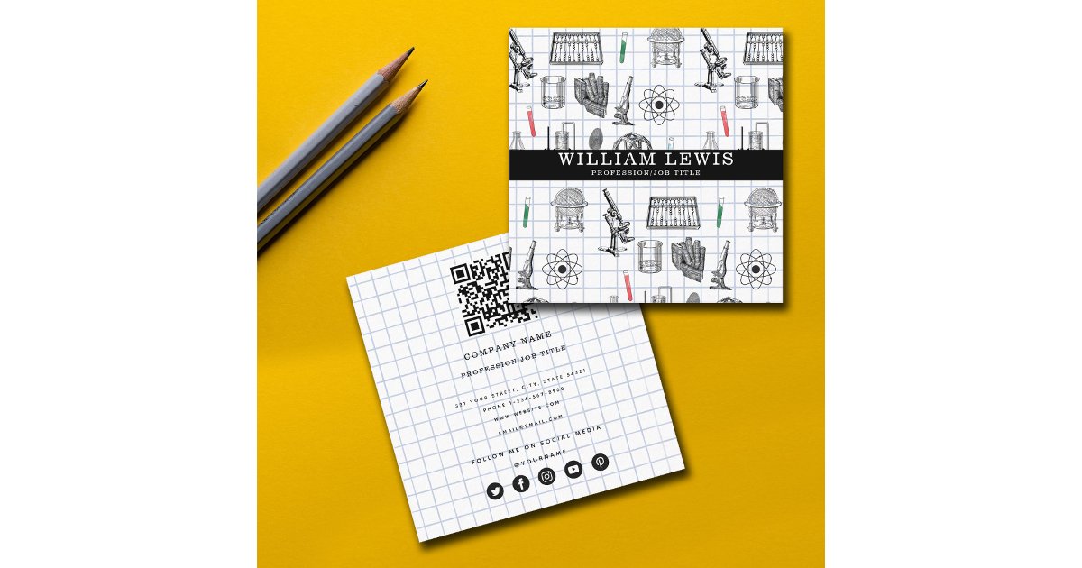 Science Chemistry Scientist QR Code Social Media Square Business Card ...