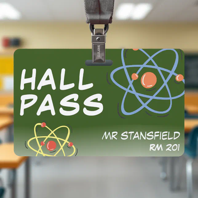 Science Class Teacher School Classroom Hall Pass Badge | Zazzle