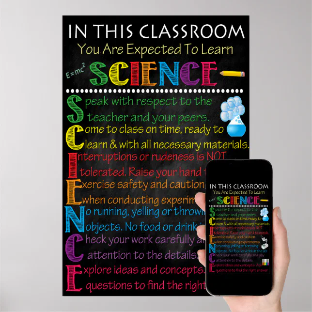 Science Classroom Rules Poster | Zazzle