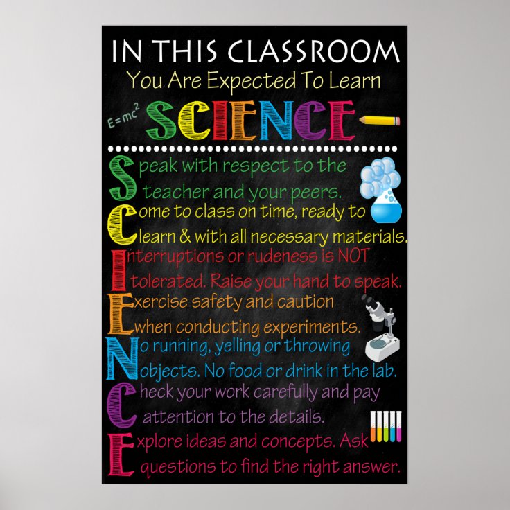 Science Classroom Rules Poster Zazzle