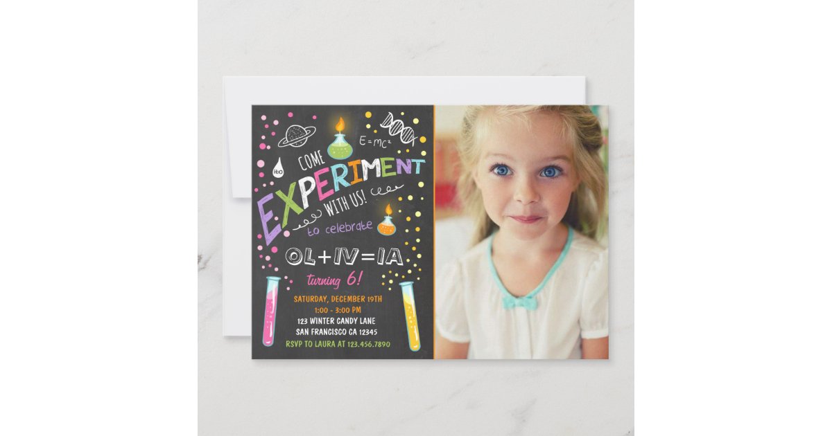 Science Experiment Birthday Invitation Girl | Zazzle