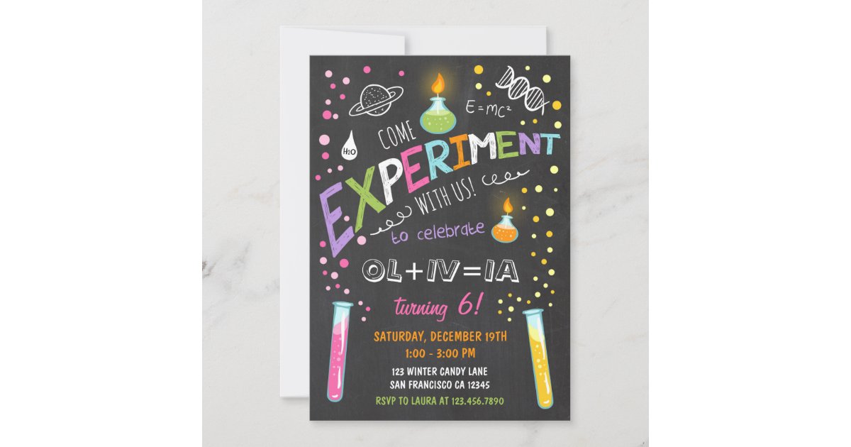 Science Experiment Birthday Invitation Girl | Zazzle