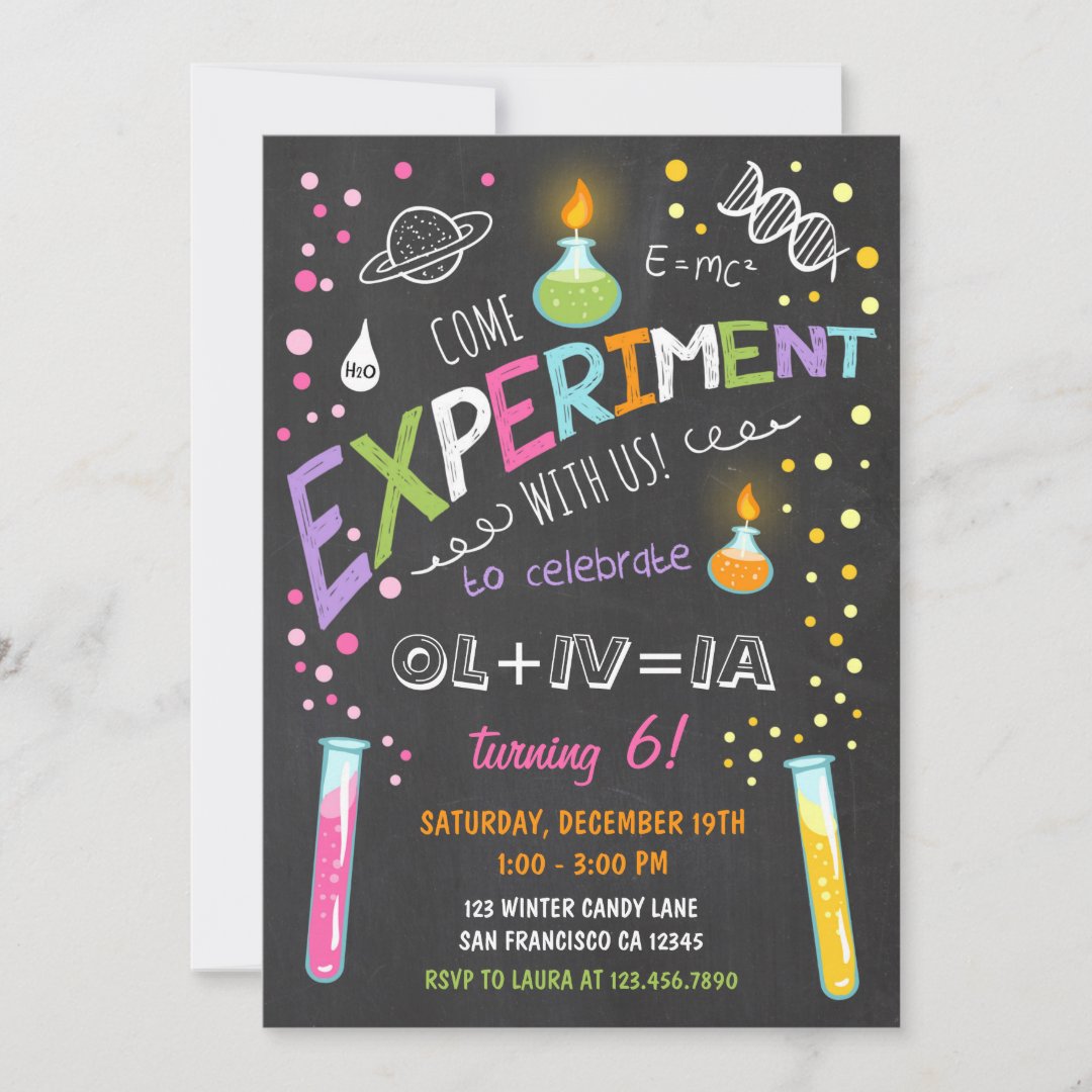 Science Experiment Birthday Invitation Girl | Zazzle