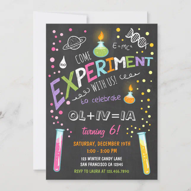 Science Experiment Birthday Invitation Girl | Zazzle