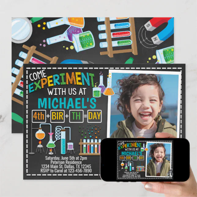 Science Experiment Birthday Party Invitation | Zazzle
