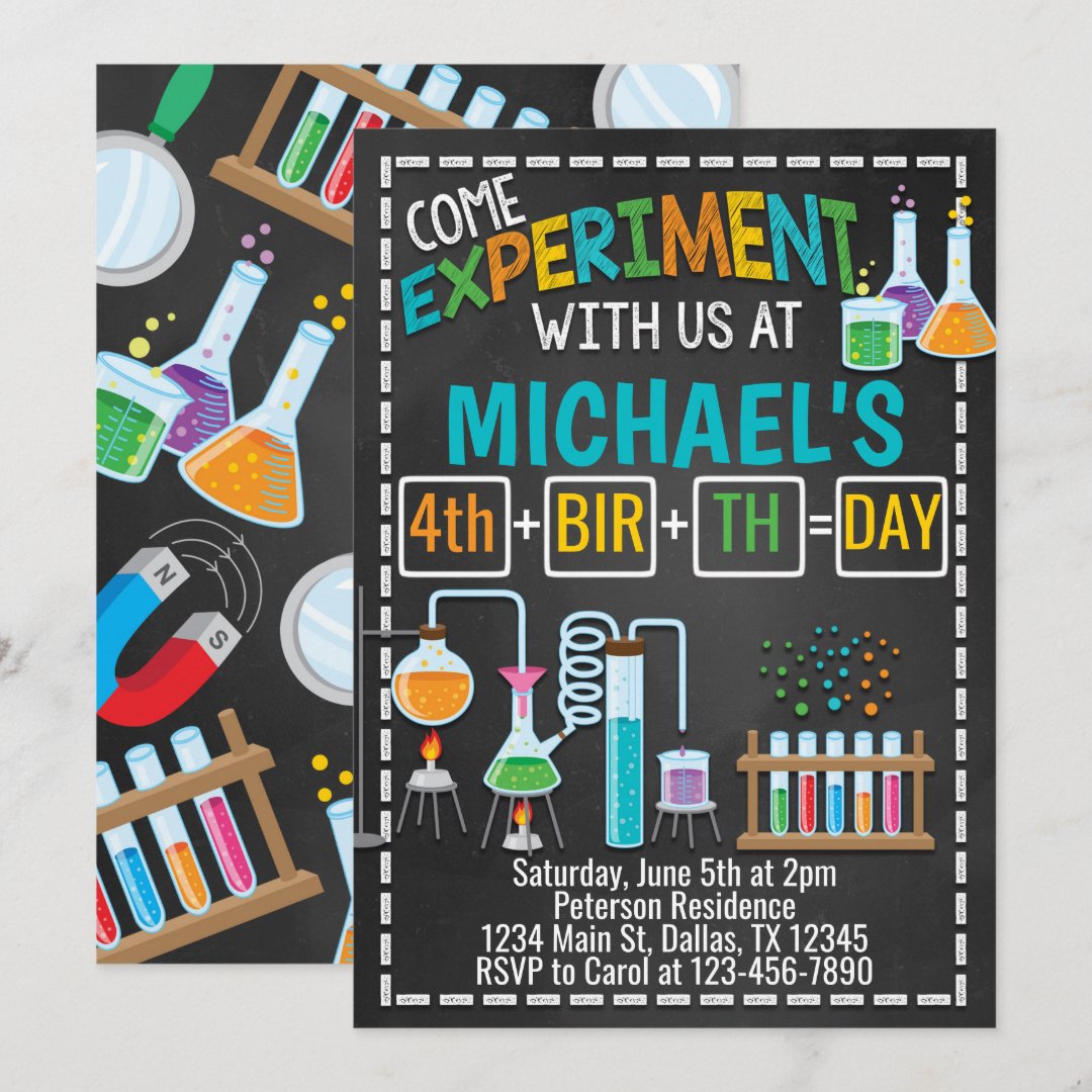 Science Experiment Birthday Party Invitation | Zazzle