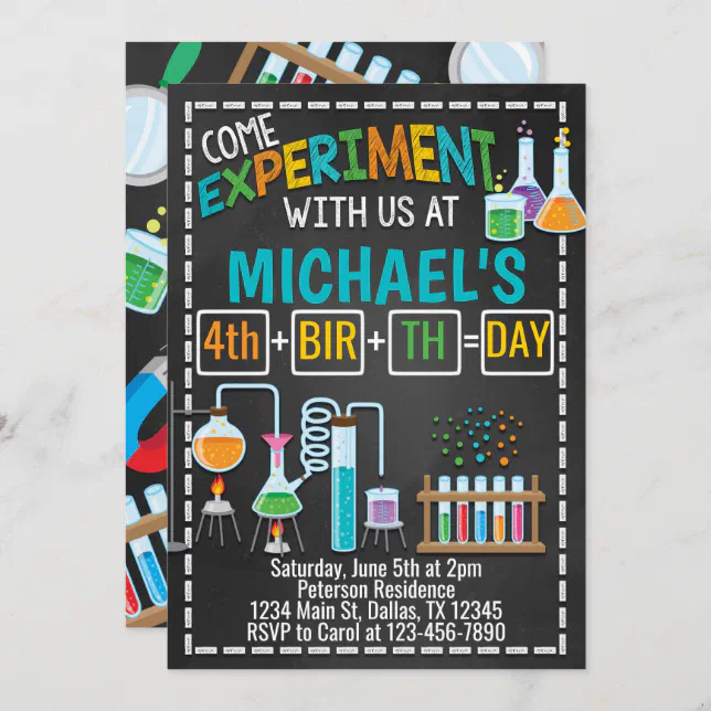 Science Experiment Birthday Party Invitation | Zazzle