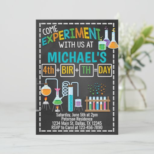 Science Experiment Birthday Party Invitation | Zazzle