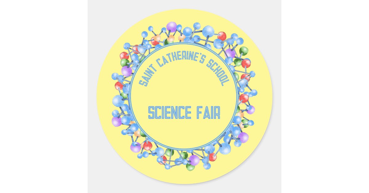 Science Fair Atoms Molecules Particles Custom Text Classic Round ...