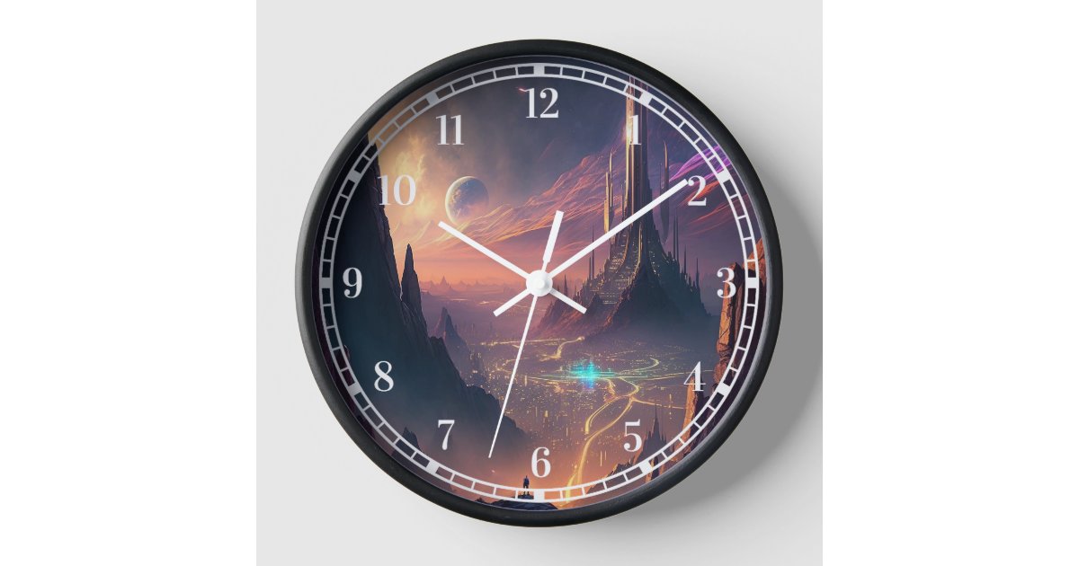 Science Fiction Futuristic City Clock | Zazzle