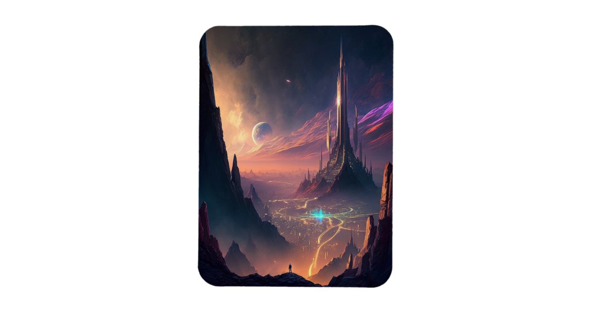 Science Fiction Futuristic City Magnet | Zazzle