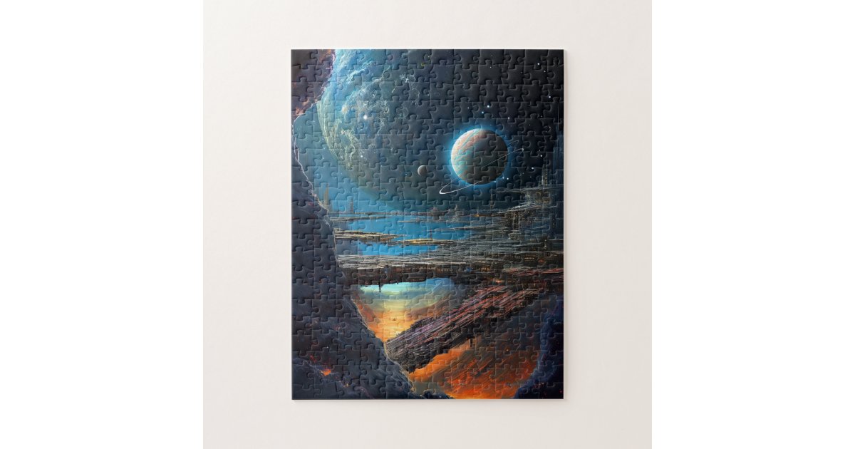 Science Fiction Futuristic Outer Space City Jigsaw Puzzle | Zazzle