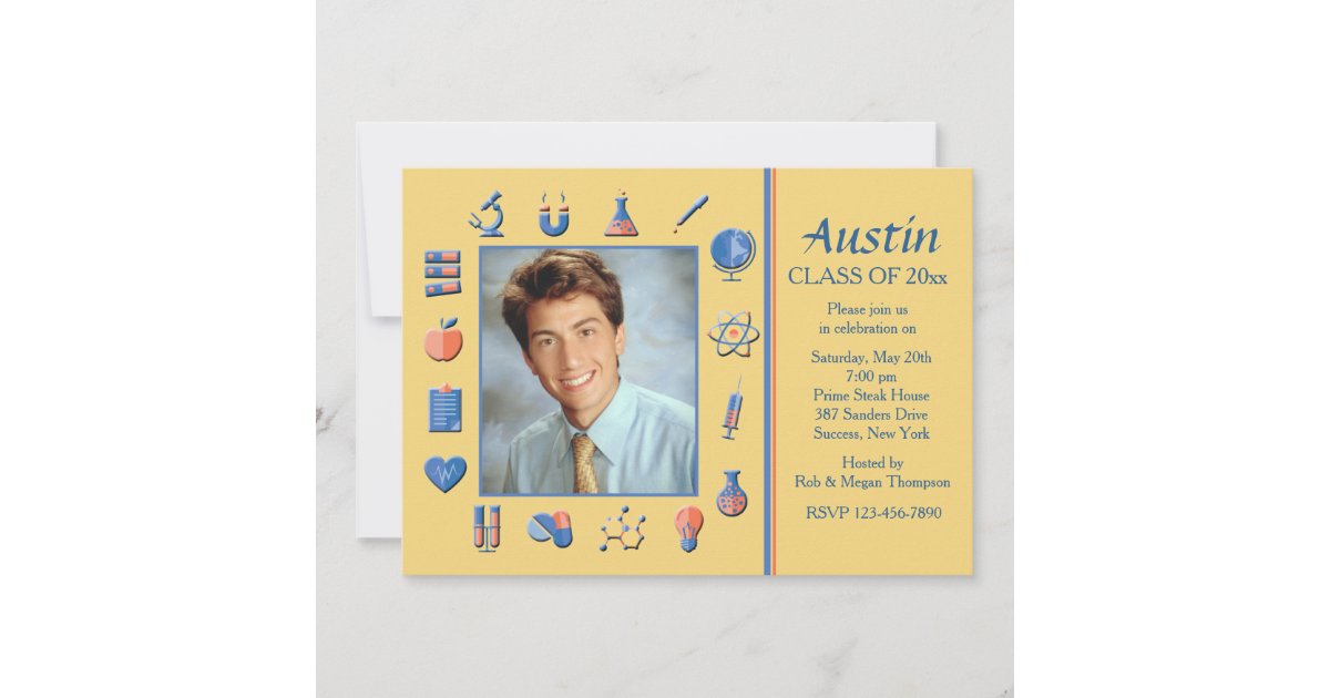Science Frame Graduation Party Invitation | Zazzle