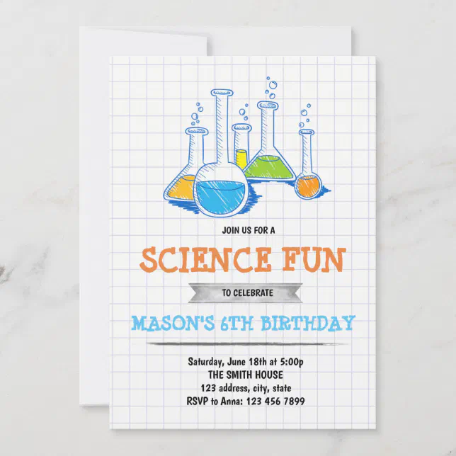 Science fun birthday invitation | Zazzle