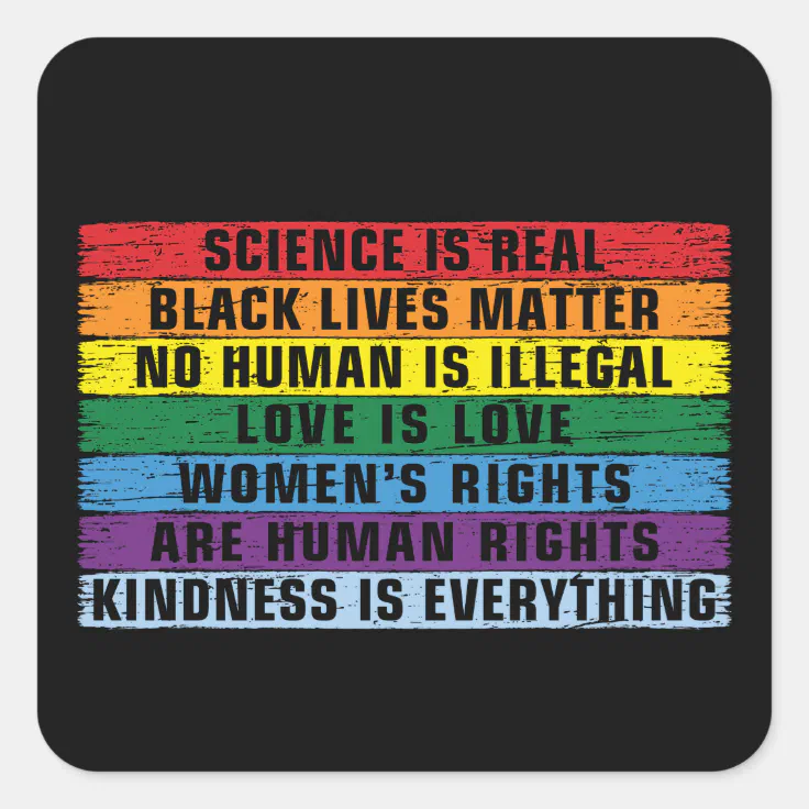 science is real - black Lives Matter Square Sticke Square Sticker | Zazzle