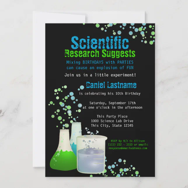 Science Lab Birthday Invitation | Zazzle
