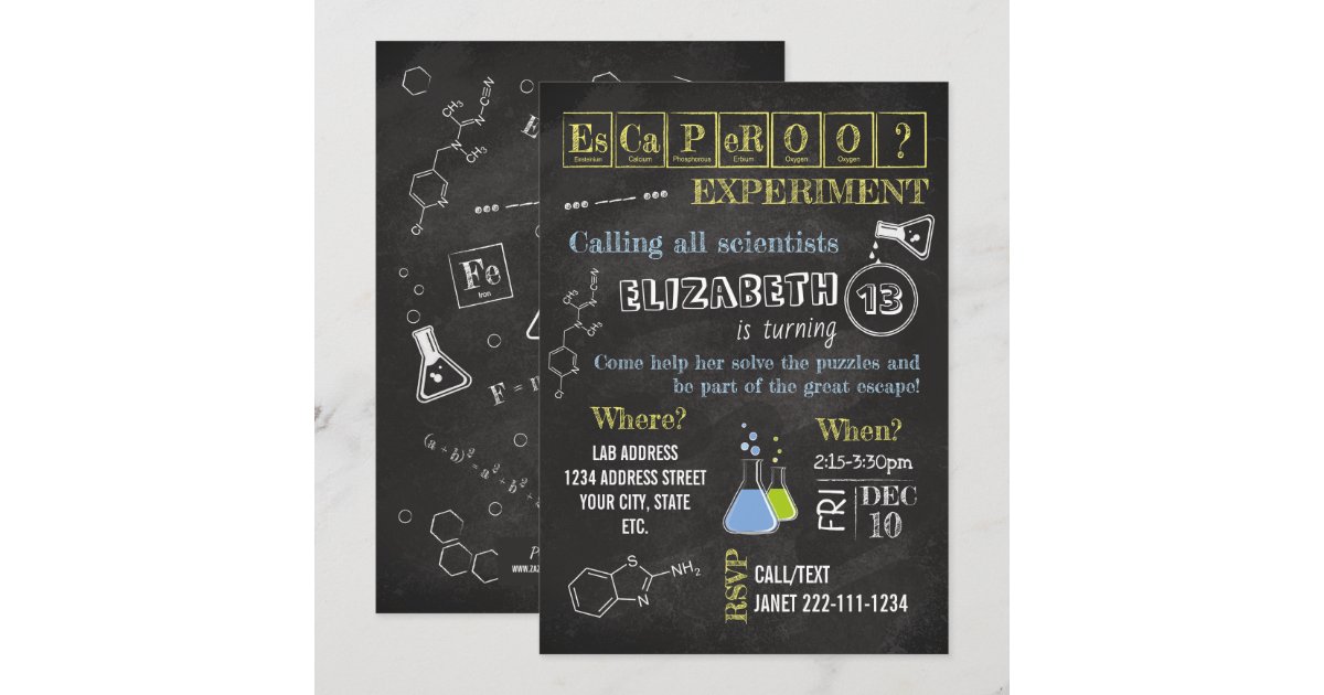 Science Lab Escape Room Invitation | Zazzle