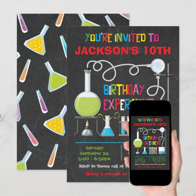 Science Lab Experiment Birthday Party Invitation | Zazzle