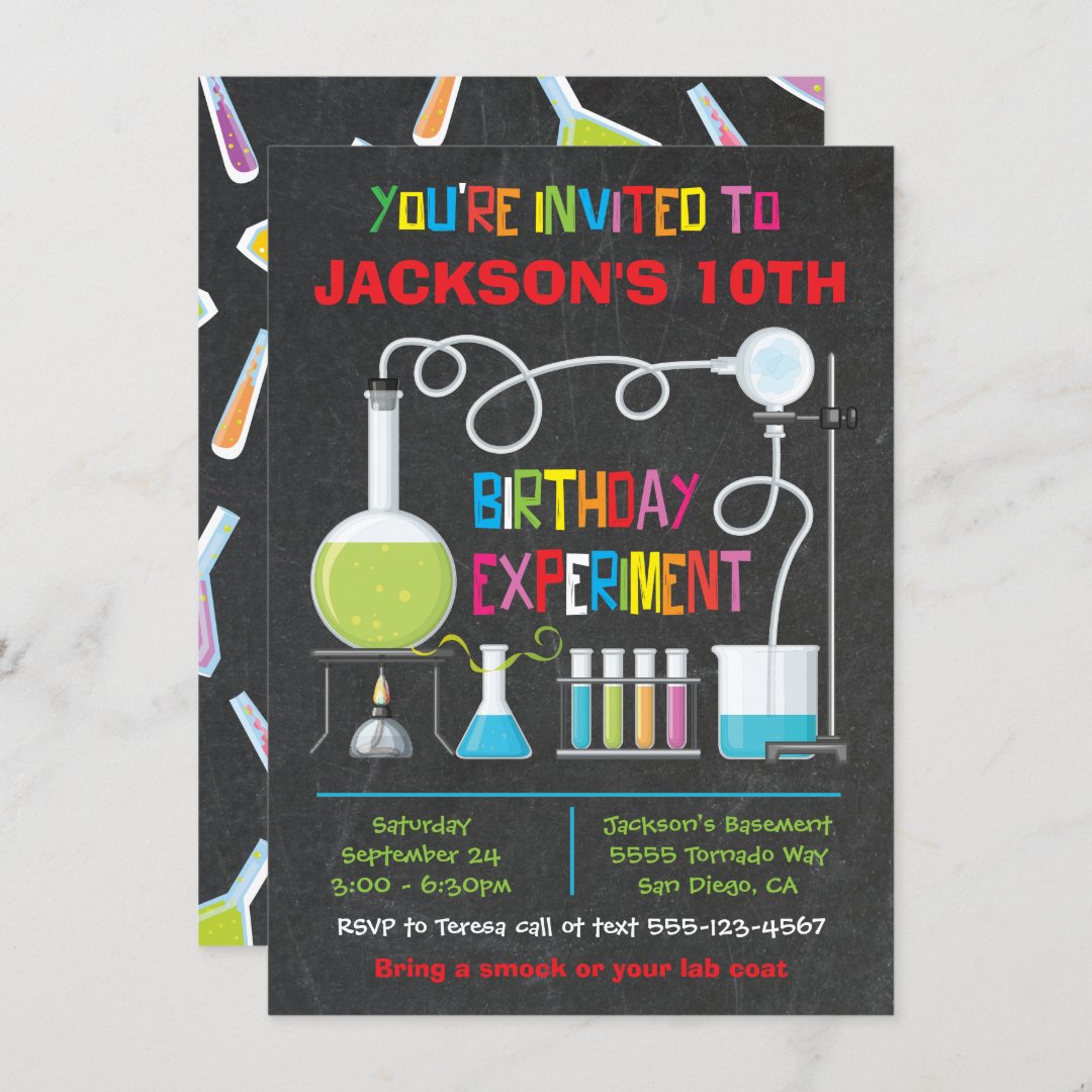 Science Lab Experiment Birthday Party Invitation | Zazzle