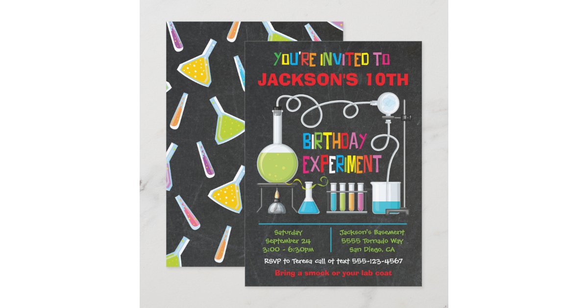 Science Lab Experiment Birthday Party Invitation | Zazzle