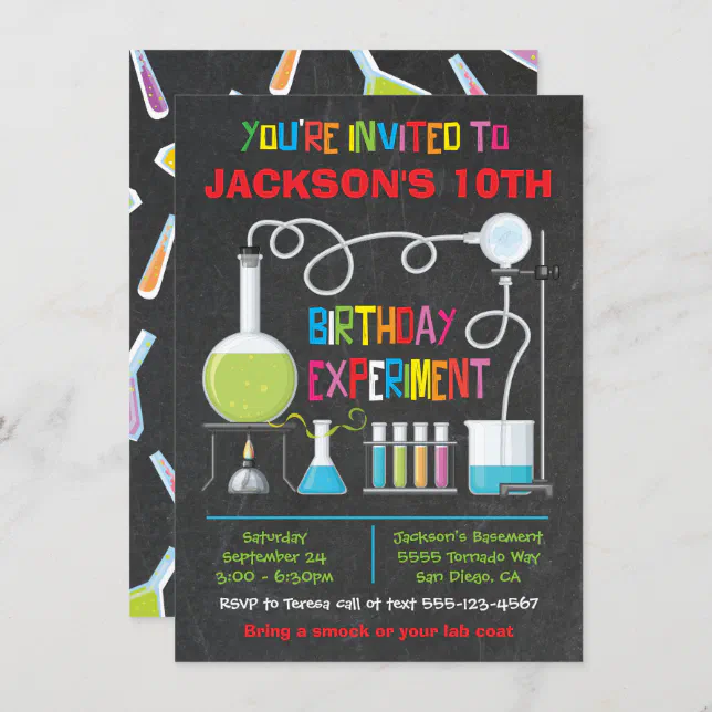 Science Lab Experiment Birthday Party Invitation | Zazzle