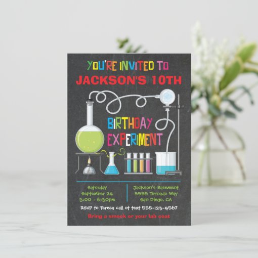 Science Lab Experiment Birthday Party Invitation | Zazzle